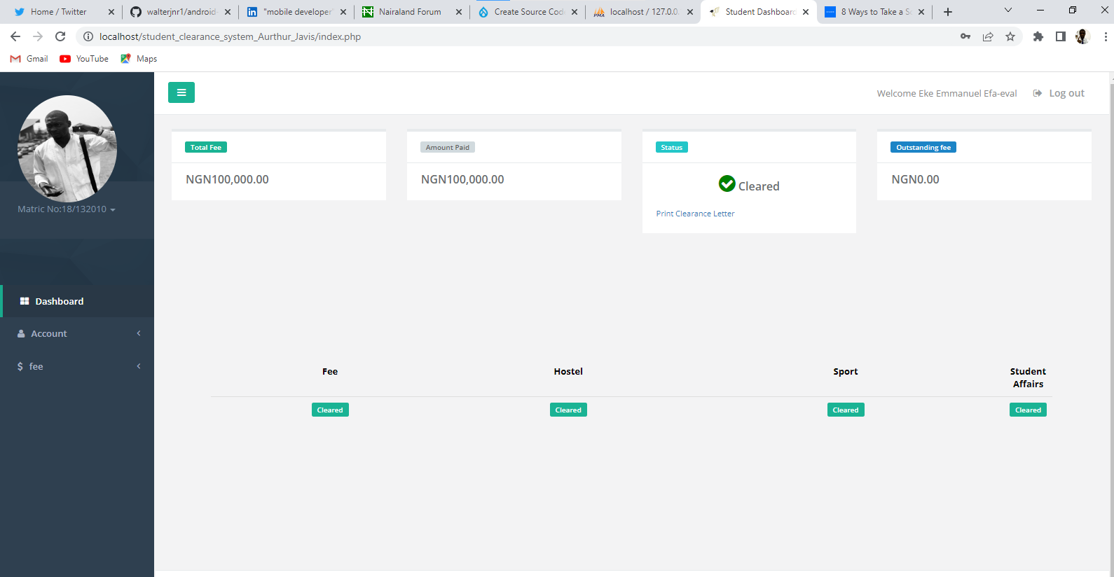 Web-Based Student Clearance System in PHP Free Source Code | SourceCodester